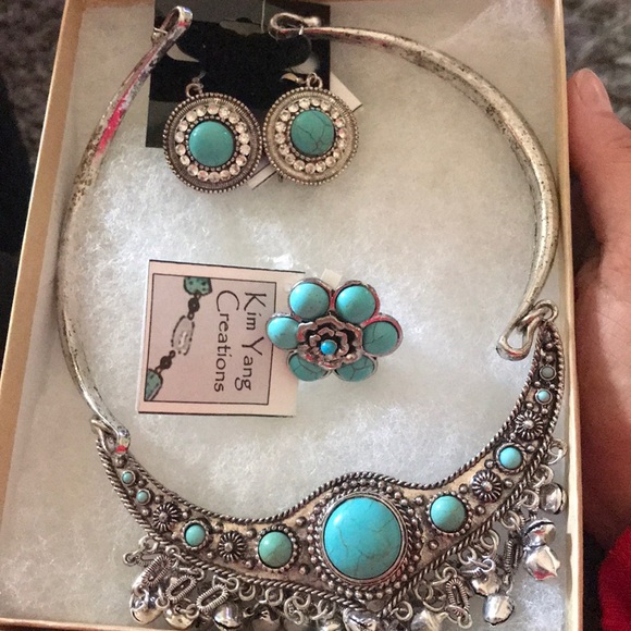 Vintage | Jewelry | 3 Piece Turquoise And Silver Jewelry Set | Poshmark